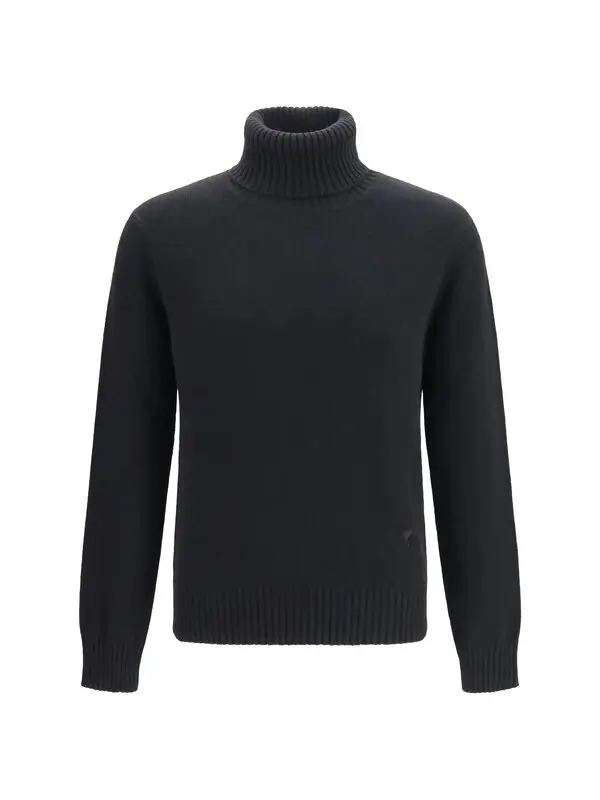 AMI Paris Embroidered Logo High-neck Sweater - Black
