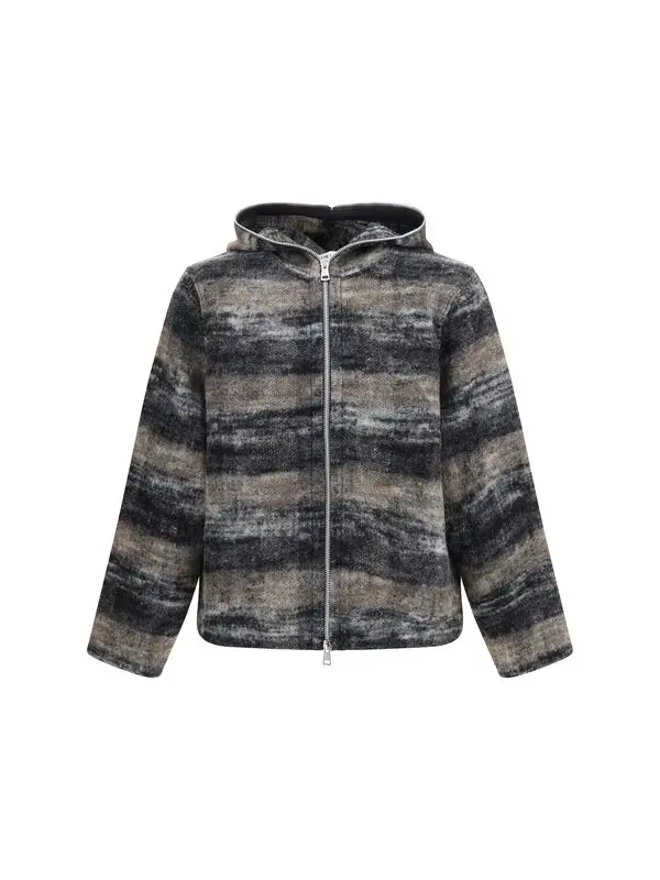 Our Legacy Hooded Checked Knit Sweatshirt - Gray