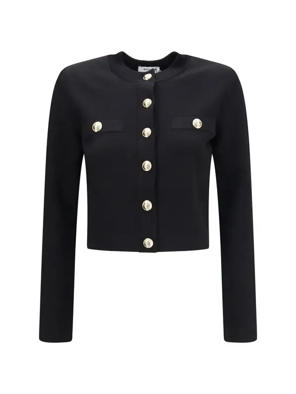 Balmain Round-neck Viscose Cardigan - Black