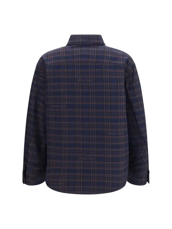 Off-White Oversized Padded Flannel Shirt - Blue