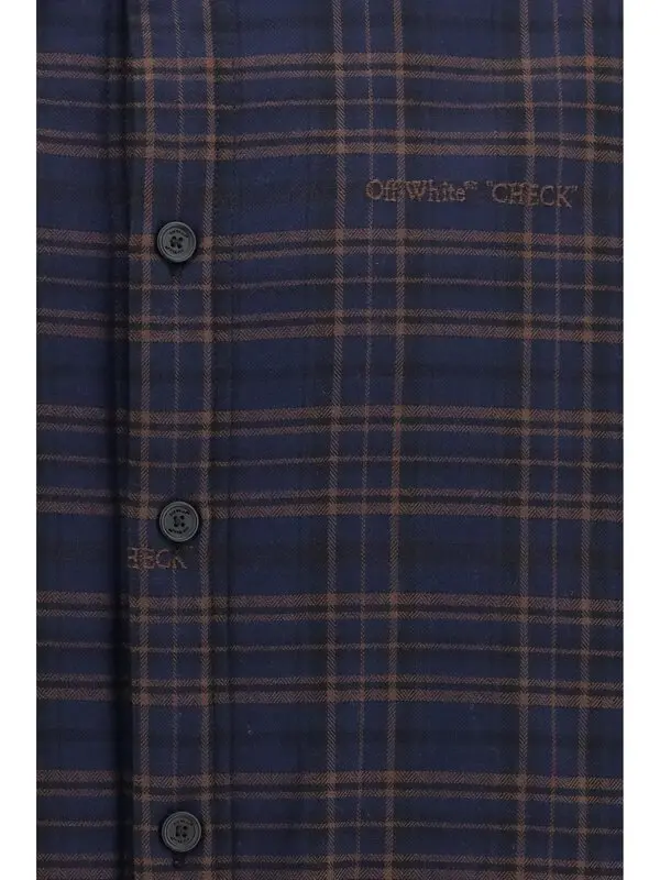 Off-White Oversized Padded Flannel Shirt - Blue