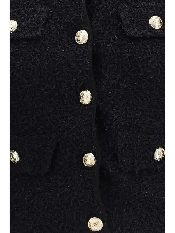 Balmain Double-breasted Tweed Cropped Jacket With Logo Buttons