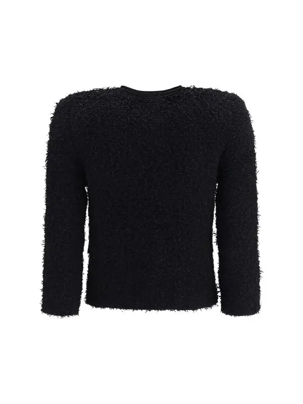 Balmain Double-breasted Tweed Cropped Jacket With Logo Buttons - Black