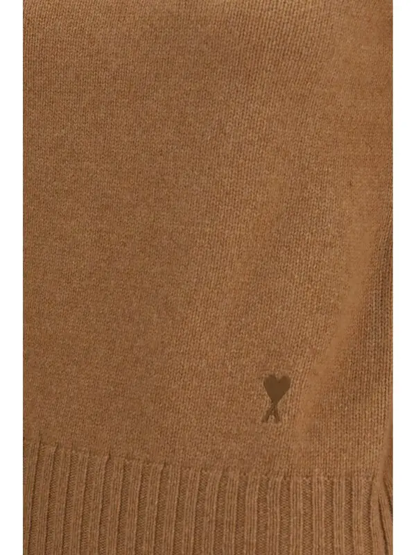 AMI Paris De Coeur Turtleneck Sweater - Brown