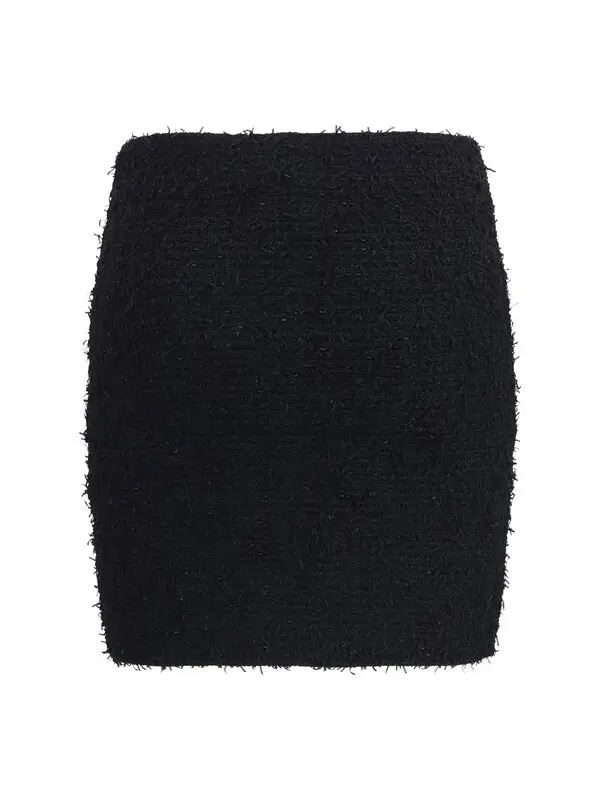 Balmain Tweed Mini Skirt With Logo Buttons
