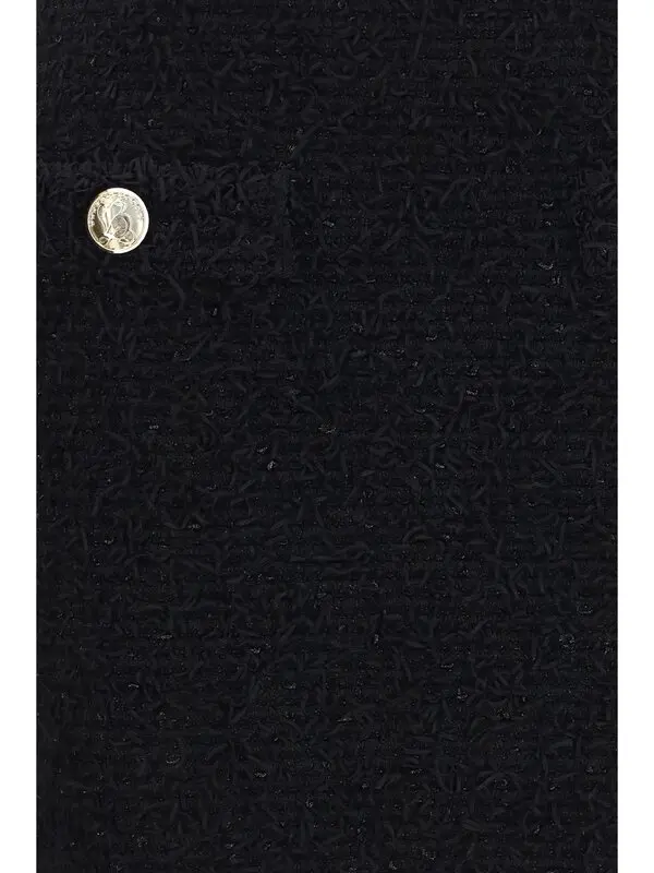 Balmain Tweed Mini Skirt With Logo Buttons