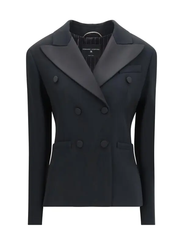 ERMANO SCERVINO Ermanno Scervino Double-breasted Tuxedo Jacket - Black