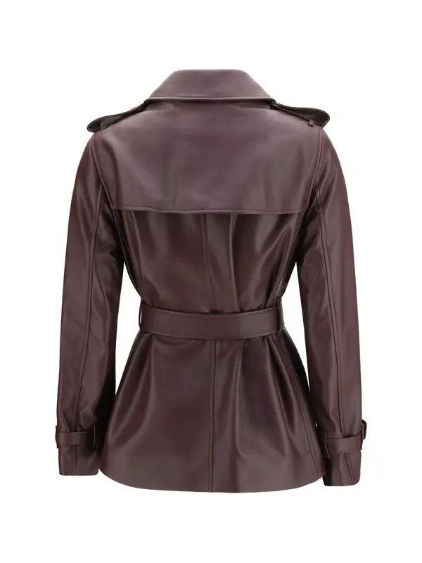 Burberry Short Leather Trench Coat - Multicolor