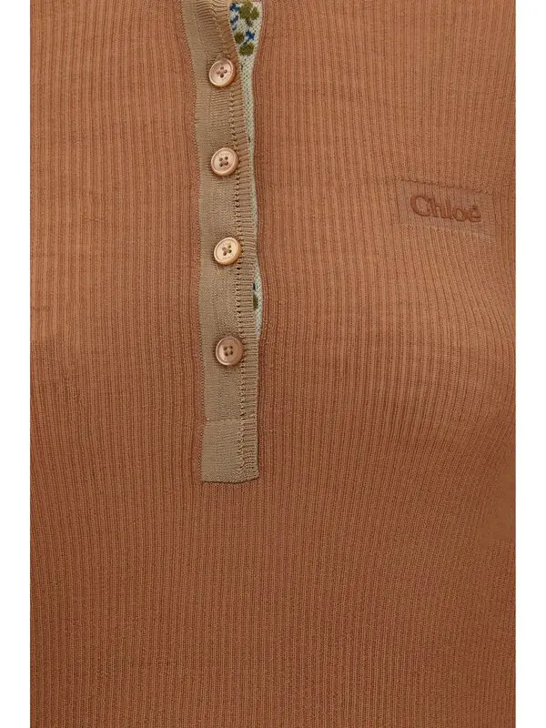Chloé Ultra-fine Wool Knit Henley Top