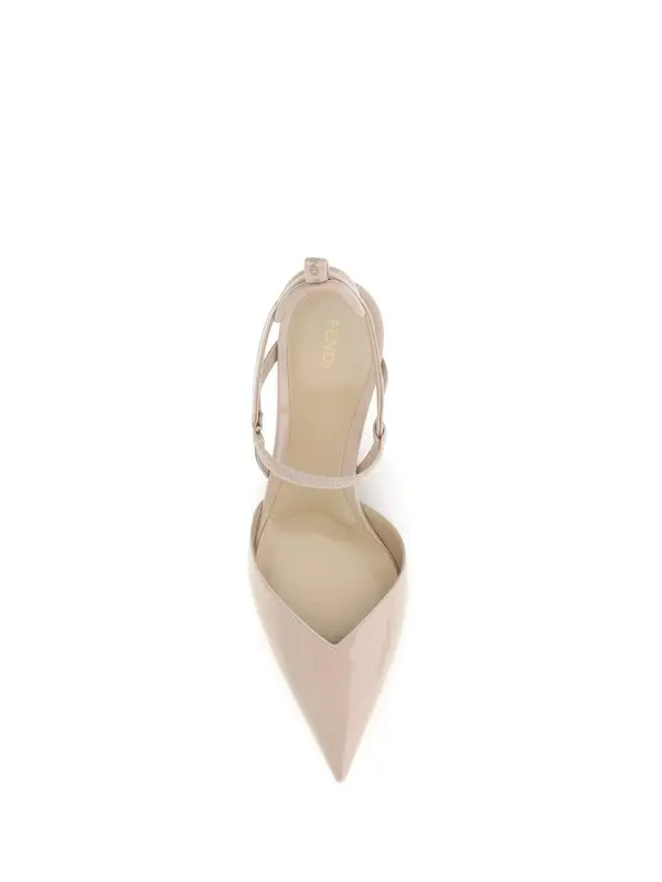 Fendi Patent Leather Colibrì Slingback Pumps - Cream