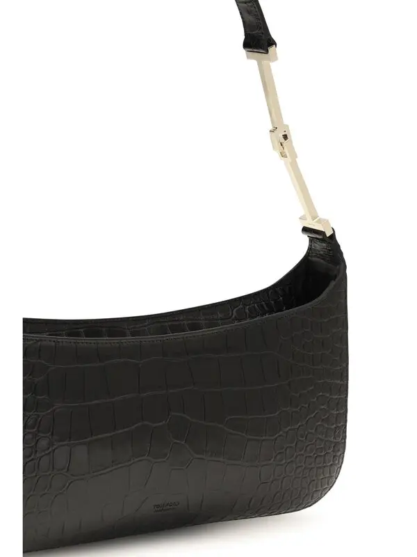 TOM FORD Small Crocodile-print Shoulder Bag - Black