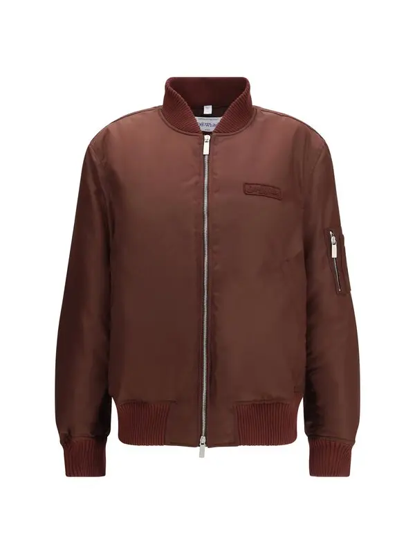 Off-White Embroidered Logo Nylon Bomber Jacket
