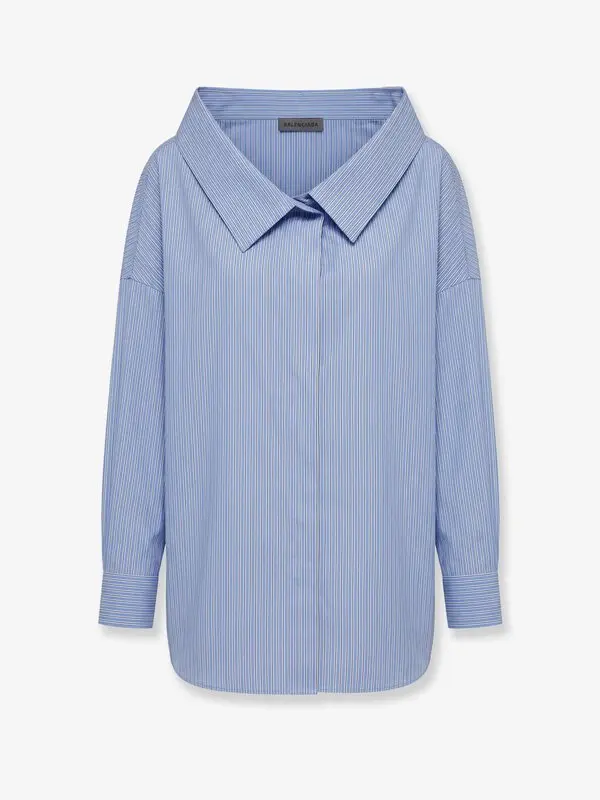 Balenciaga Oversized Cotton Stole Shirt - Blue