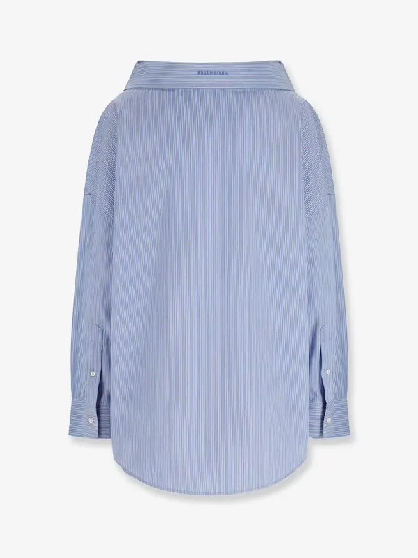 Balenciaga Oversized Cotton Stole Shirt - Blue