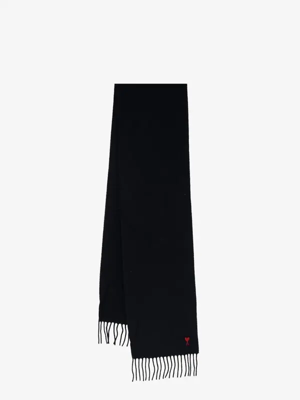 AMI Paris Wool Scarf With De Cå“ur Embroidery - Multicolor