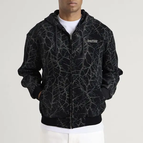 BUTTER GOODS Thorn Camo Waffle Zip Hoodie
