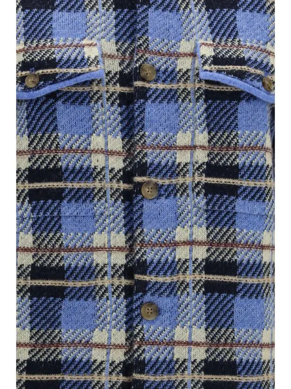 Guest In Residence Checked Cashmere Shirt - Blue