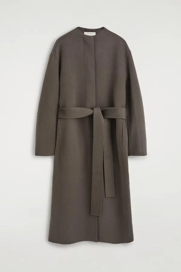 Cos Belted Double-faced Wool-blend Long Coat