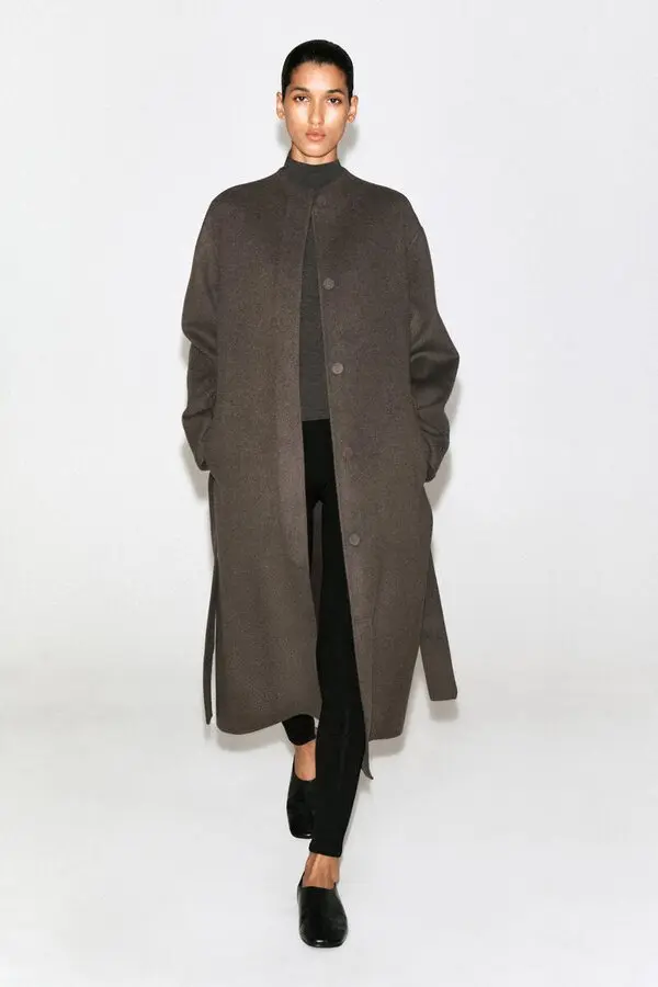 Cos Belted Double-faced Wool-blend Long Coat