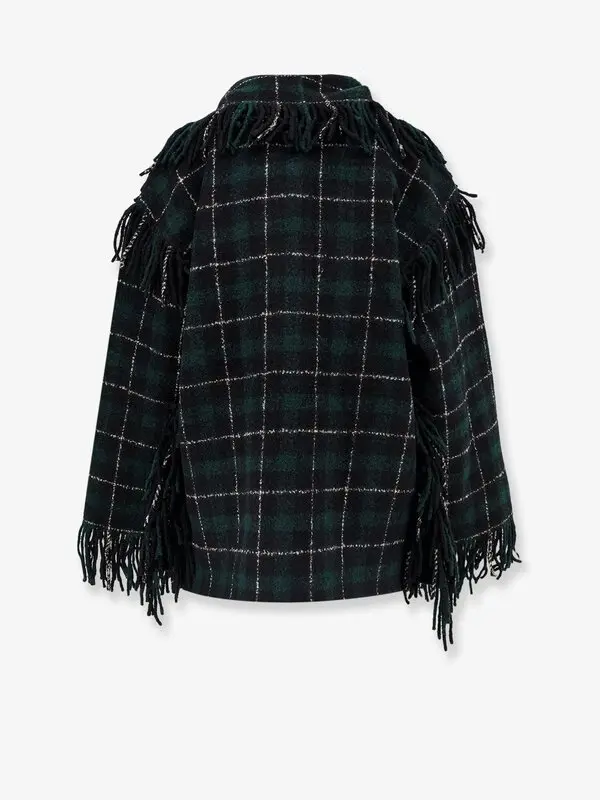 TOTEME Fringed Scarf Madras Wool Coat - Multicolor