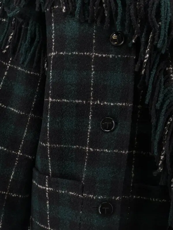 TOTEME Fringed Scarf Madras Wool Coat - Multicolor