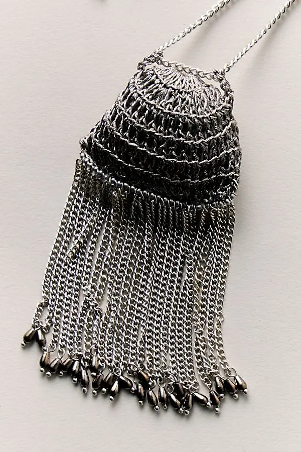 Free People Zelda Fringe Necklace - Hematite Base
