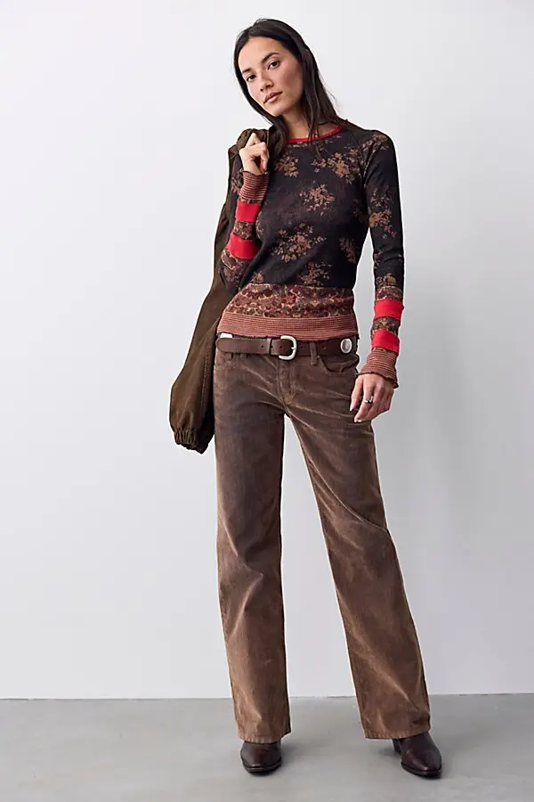 Free People We The Free Easy Does It Printed Long Sleeve Tee - Black Combo