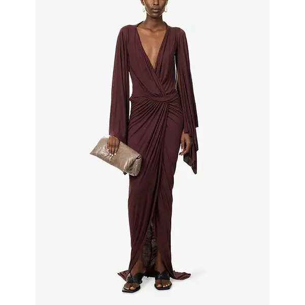 Rick Owens Flag-sleeves Wrap-round Jersey Gown