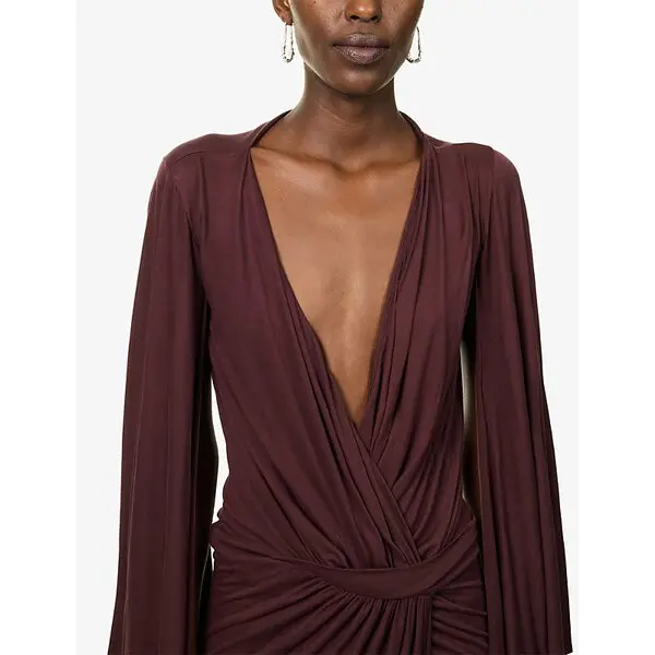 Rick Owens Flag-sleeves Wrap-round Jersey Gown
