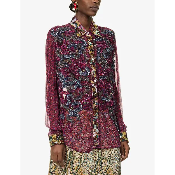 Dries Van Noten Bead-embellished Embroidered Sheer Shirt