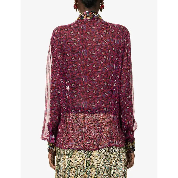 Dries Van Noten Bead-embellished Embroidered Sheer Shirt