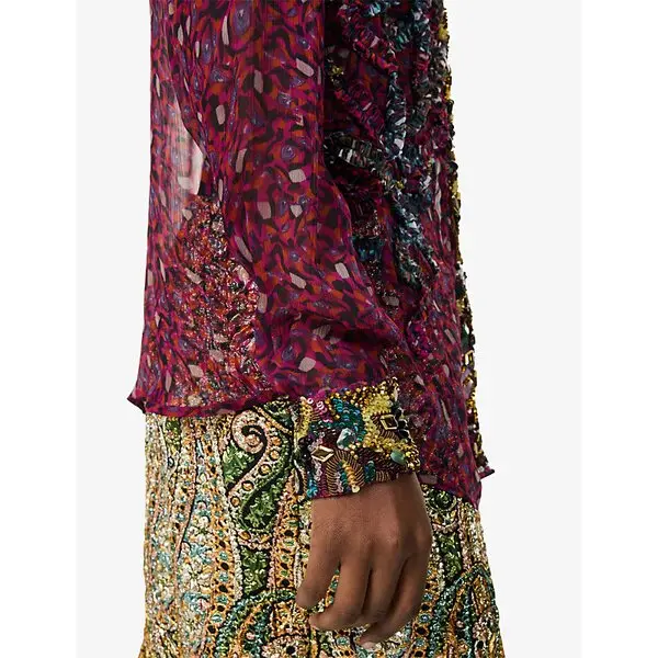 Dries Van Noten Bead-embellished Embroidered Sheer Shirt