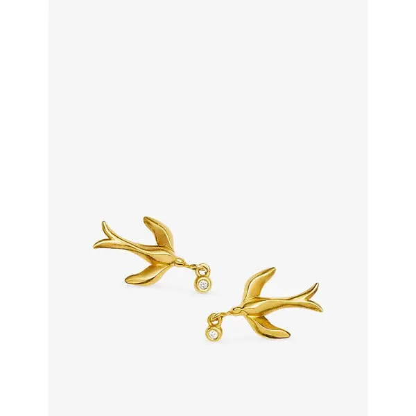 MISSOMA Harris Reed Taking Flight 18ct Yellow Plated Brass Stud Earrings - Gold