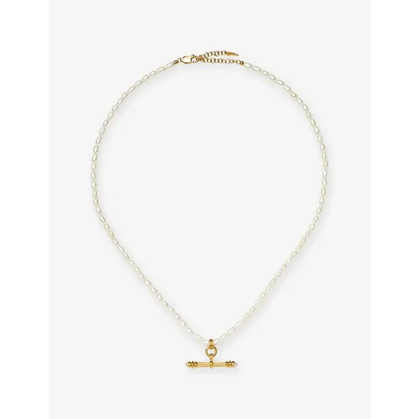 MISSOMA Harris Reed X T-bar 18ct -plated Brass And Cubic Zirconia Pearl Necklace - Gold