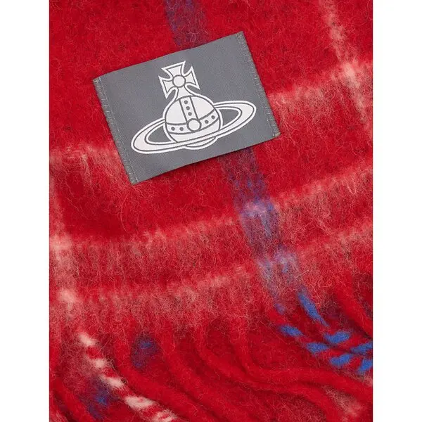 VIVIENNE WESTWOOD Checked Brand-patch Wool-blend Scarf