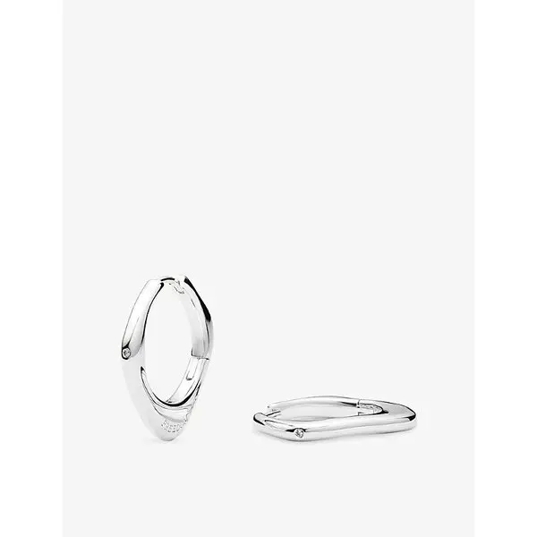 MISSOMA Harris Reed X Fearless Medium -plated Brass And Cubic Zirconia Hoop Earrings - Silver