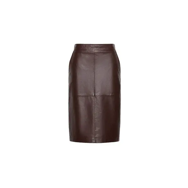 Max Mara Timore Leather Pencil Skirt - Brown