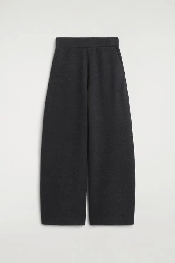 Cos Boiled Wool-blend Barrel-leg Pants - Gray