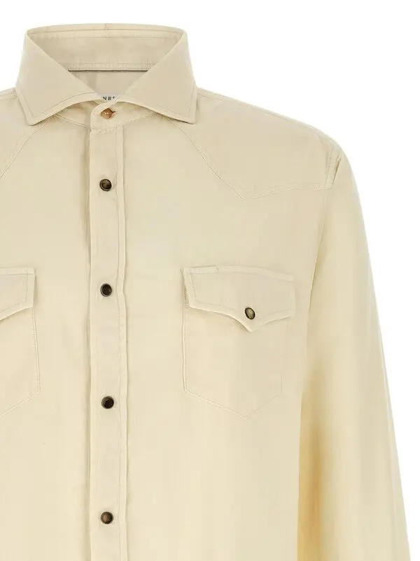 Brunello Cucinelli Western Velvet Shirt - White