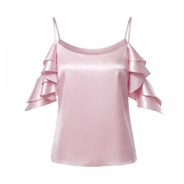 JNSQ (JE NE SAIS QUOI) Peony Silk Ruffle Top
