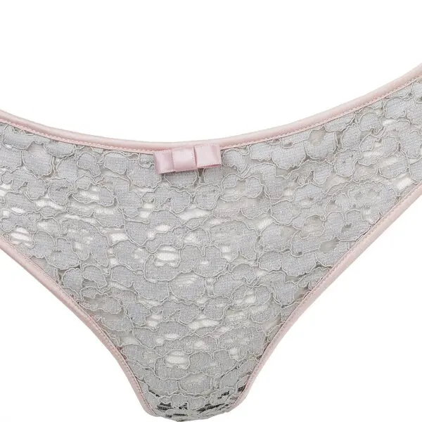LES JUPONS DE TESS The Wild Rose Lace Thong - Grey