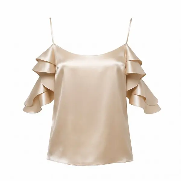 JNSQ (JE NE SAIS QUOI) Orchid Ruffle Silk Top