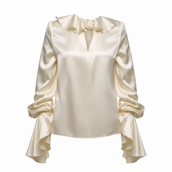 JNSQ (JE NE SAIS QUOI) Marie-antoinette Silk Ruffle Blouse