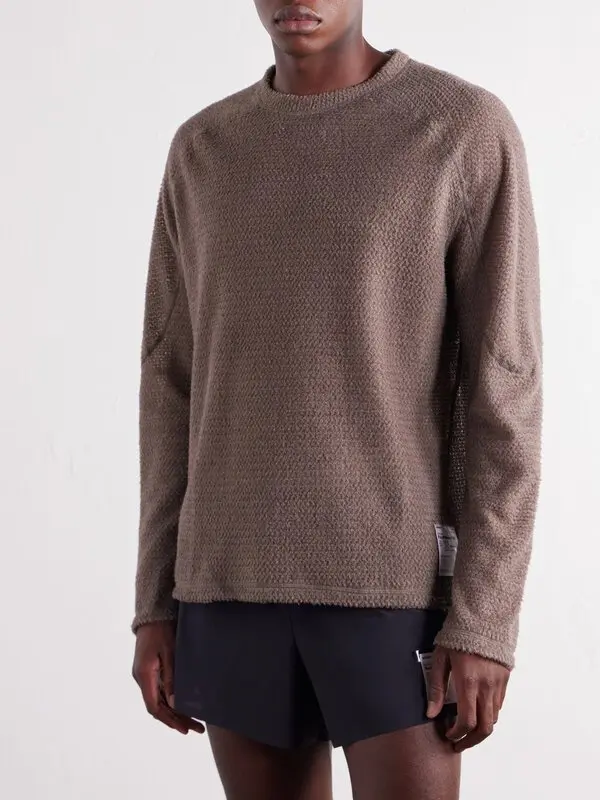Satisfy Logo-appliquéd Fuzzfleece™ Ad T-shirt - Brown