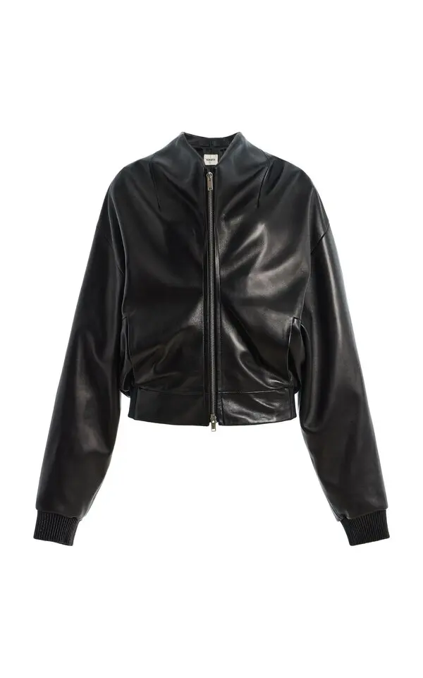 Khaite Ixin Leather Bomber Jacket - Black