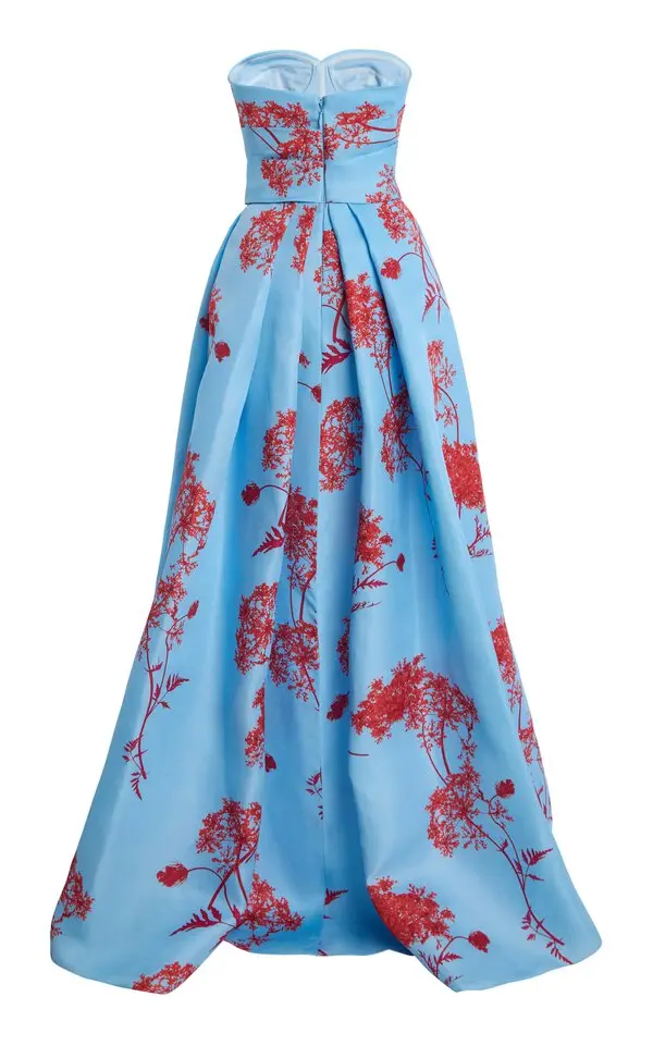 Monique Lhuillier Silk Draped Bodice Ball Gown