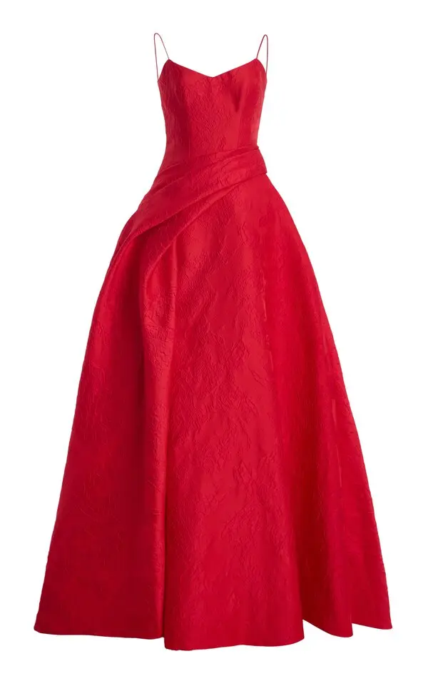 Monique Lhuillier Silk-blend Draped Ball Dress