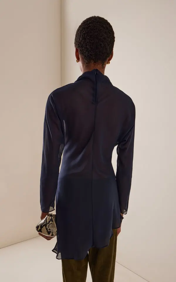 SLOAN Exclusive Wave Chiffon Turtleneck Tunic