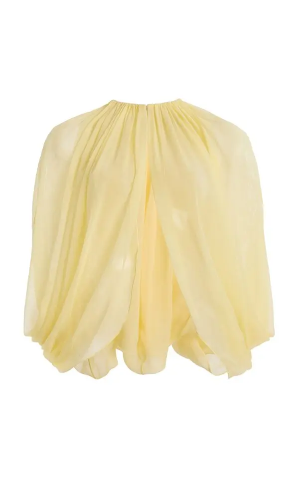 Monique Lhuillier Silk Chiffon Evening Cape - Yellow