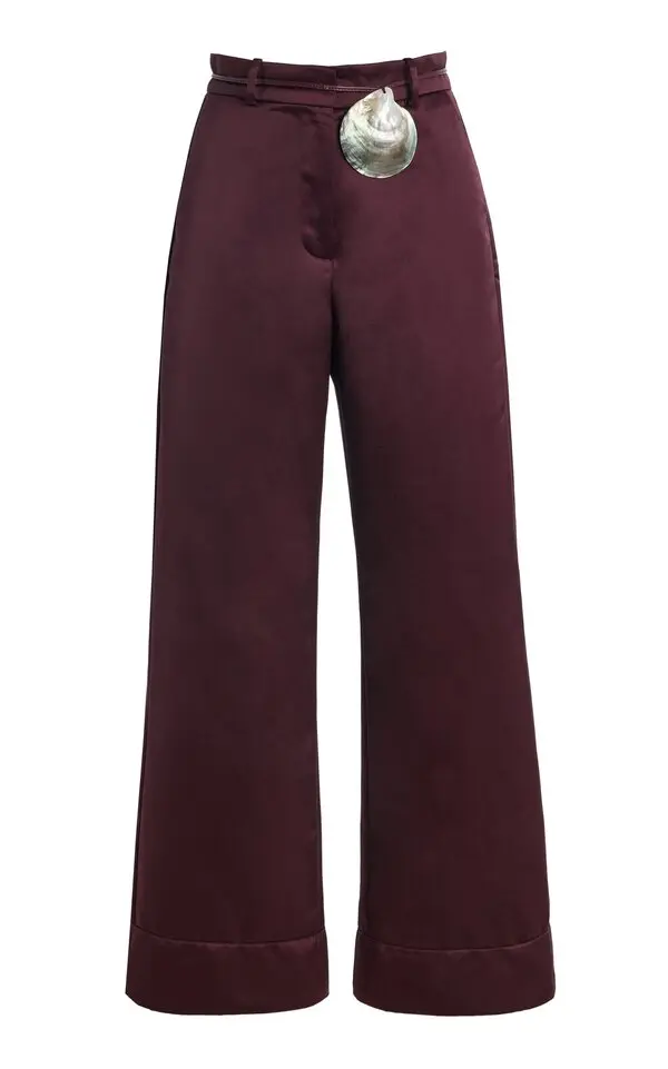 SLOAN Exclusive Belted Twill Flared-leg Pants - Purple
